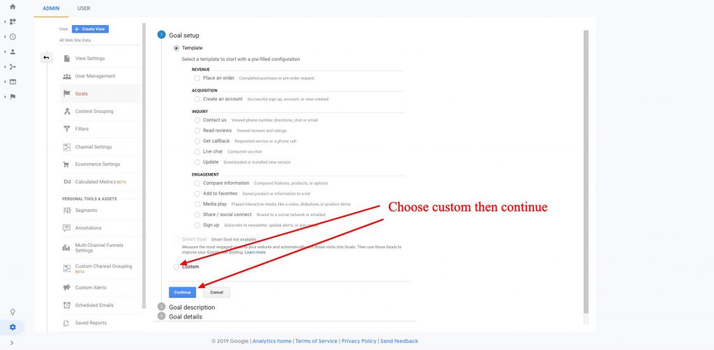 How to set up url destination conversion goals in Google analytics using wordpress and contact ...