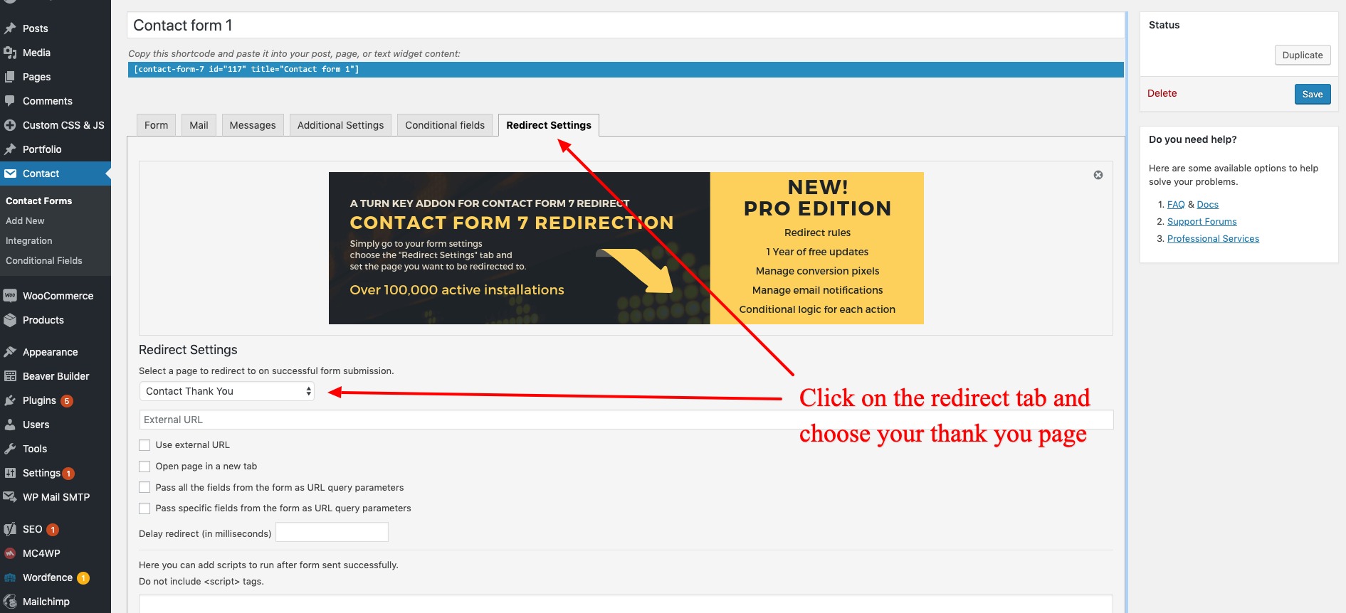 How to set up url destination conversion goals in Google analytics using wordpress and contact ...